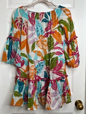 True Destinations Resort Wear Tropical Floral Dress Swimsuit Coverup ...