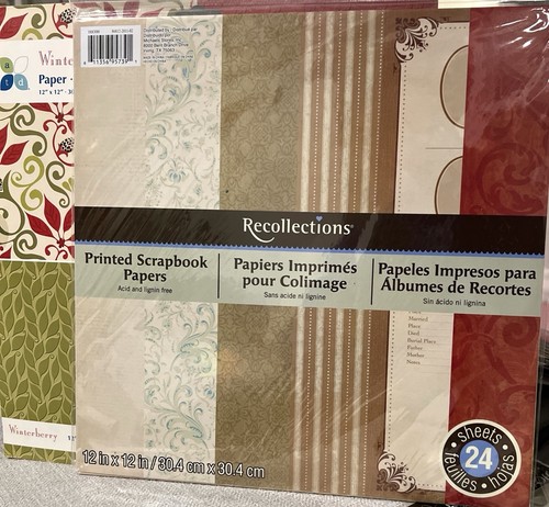 RECOLLECTIONS & EMBOSSED SCRAPBOOK PAPER. 28 Sheets 12"x12" 6 Designs ...