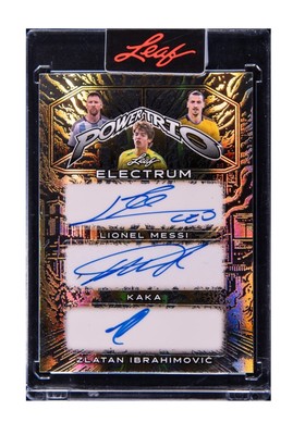 2024 Leaf Electrum Power Trio MESSI, KAKA, ZLATAN Multi Signed Card 1/1 ...