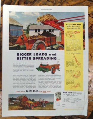 New Idea Tractor farming ad 1952 original vintage print 1950s retro art ...