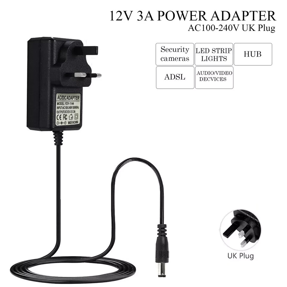 New 12V 1A/2A/3A POWER SUPPLY SWITCHING ADAPTER AC/DC 100-240V FOR CCTV ...
