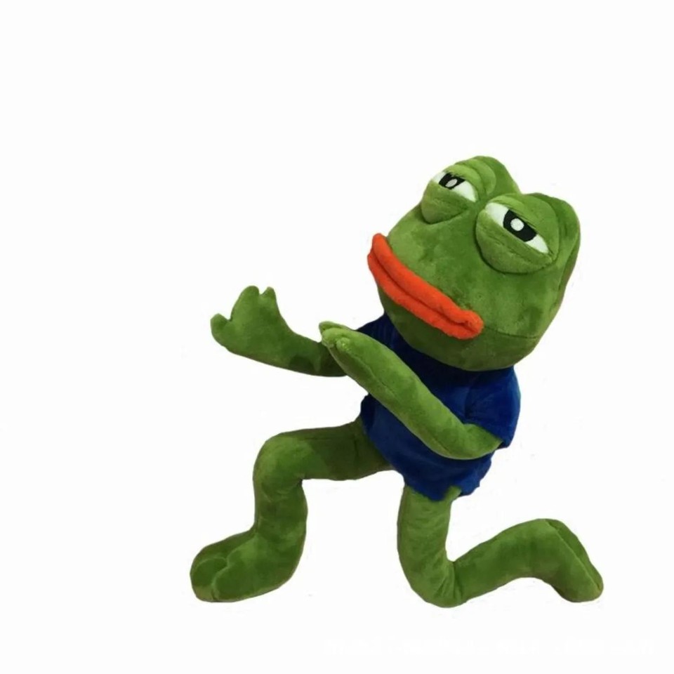 45cm Sad Frog Plush Toy Soft Stuffed Pillow Magic Expression Pepe With ...