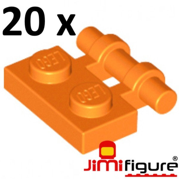 NEW 20 x LEGO 1x2 Modified Plate with Side Bar Handle Orange 2540 ...