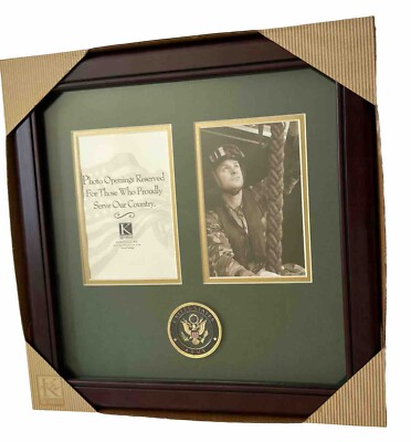 U.S. Army Keepsake Photo Frame Wood Shadow Box Glass Front Holds 2 ...