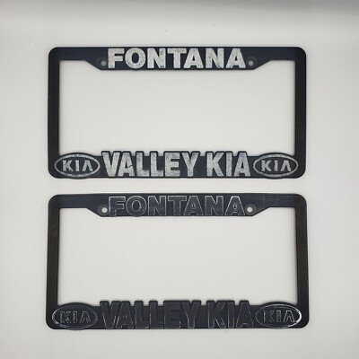 2x Fontana Valley Kia Plastic License Plate Frame Front And Rear Black ...