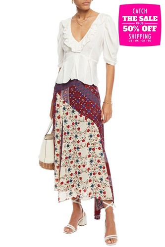 RRP€140 SANDRO Erika Satin Top Size 2 M Ruffles Cut Out Back Ruched V ...