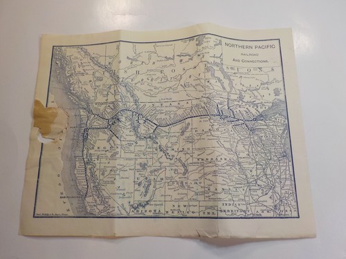 Antique Map Letter 1890 Northern Pacific Railroad Company Illustration ...