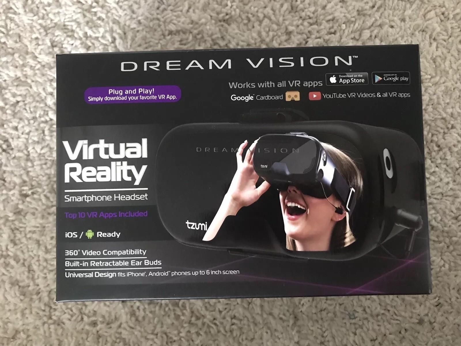 Tzumi Dream Vision Pro Virtual Reality Headset with Bluetooth NEW Nib ...