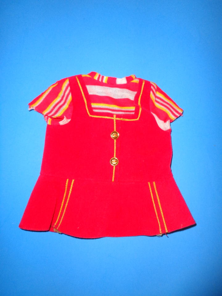 FOR Mattel TALKING Baby First Step Doll ~1967 ORIG Red Velveteen Dress ...