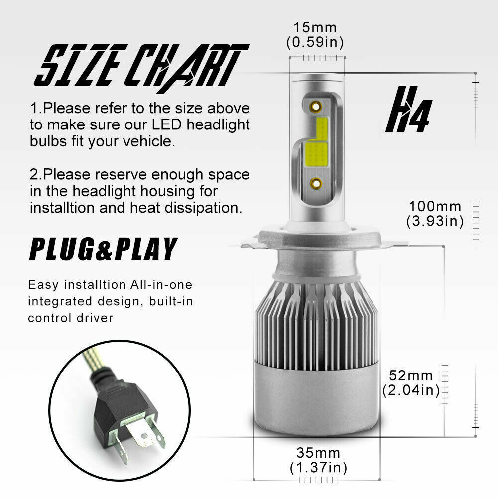 For TOYOTA T100 1993-1998 - 6000K 2PC 9003 LED Headlight High/Low Beam ...