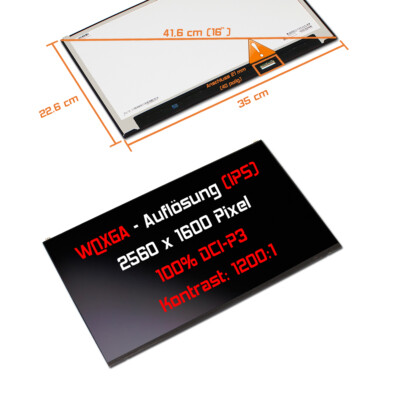 16" LED Display glossy passend für LG Gram 16Z90Q 2560x1600 WQxGA 100% ...