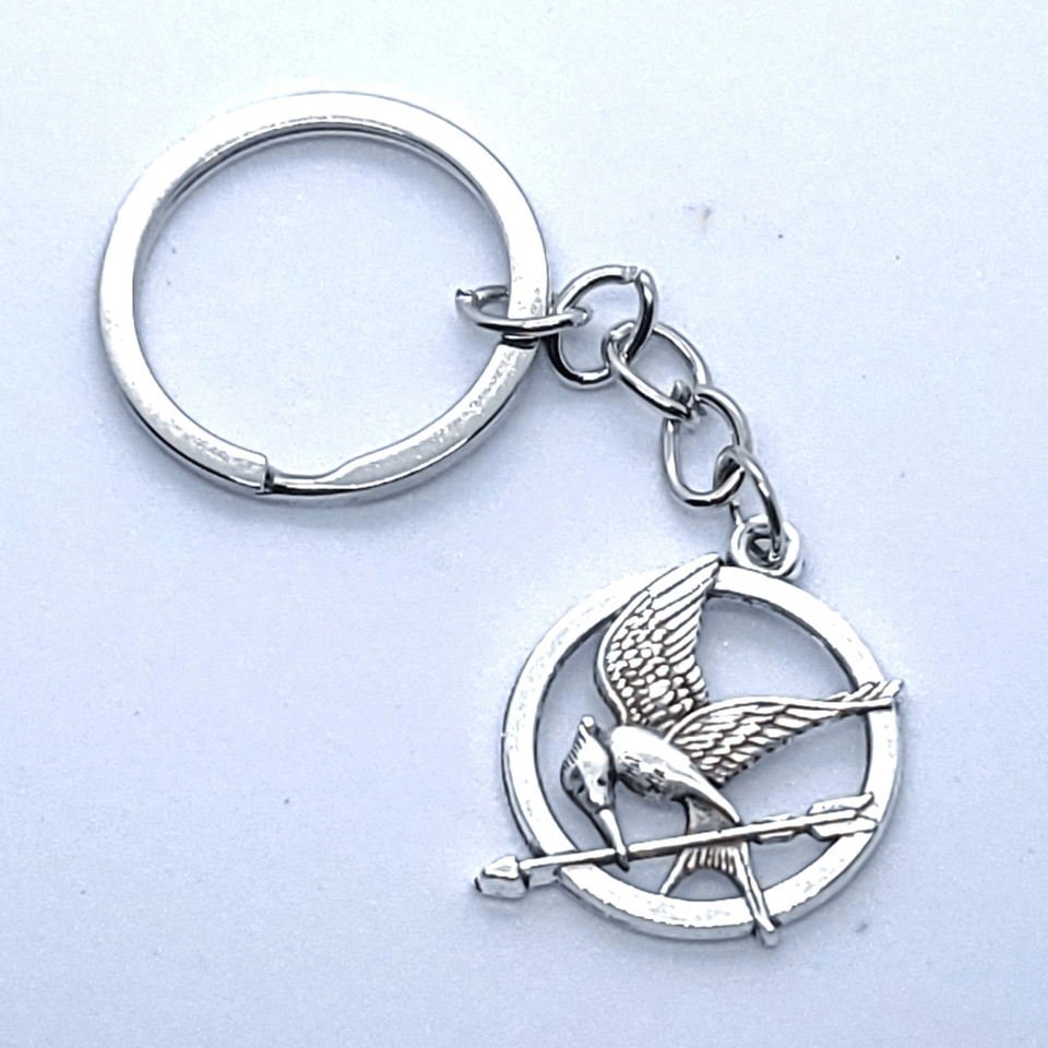 NEW Hunger Games Mockingjay Silver Keychain Backpack Bag Charm Keyring ...