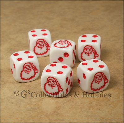 NEW Set of 6 Santa Claus Dice RPG D&D Bunco Board Game 16mm D6 ...