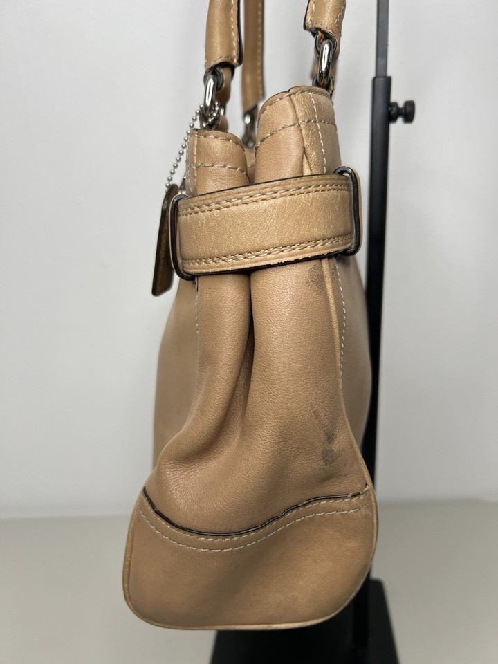 Coach Hampton Leather Satchel Tan Camel Handbag Purse F11199 | eBay