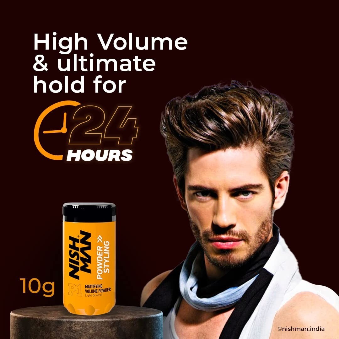 nishman Mattifying Hair Volumizing Powder Wax, Matte Finish, 24 Hrs ...