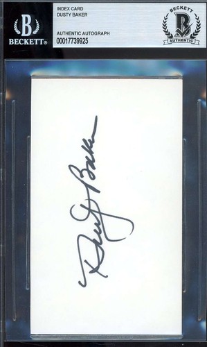 Dusty Baker Beckett BAS Signed 3x5 Index Card Autograph | eBay