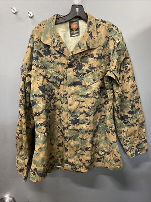 USMC Woodland Camouflage Combat Long Sleeve Blouse Size Medium Long ...