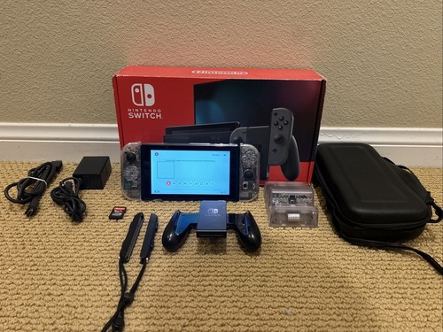 Custom Transparent Clear Nintendo Switch V2 /w Splatoon 2 And 256GB SD ...