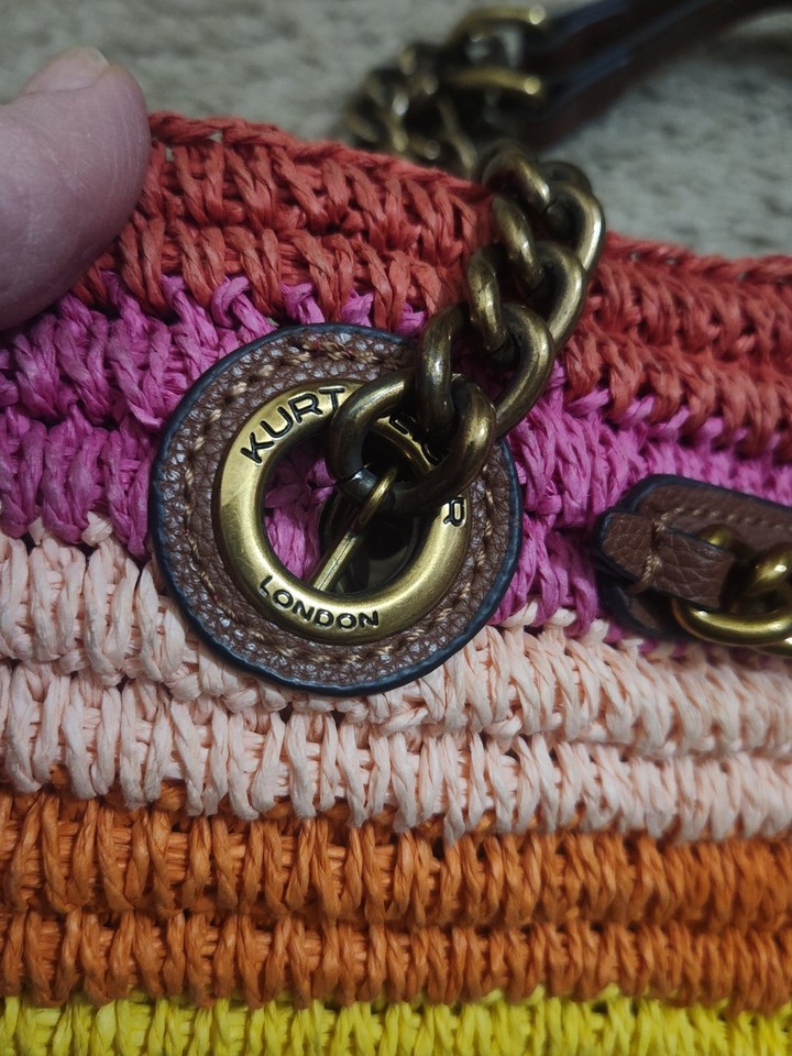 KURT GEIGER LONDON Chelsea Rainbow Stripe Woven Raffia Shoulder Bag | eBay