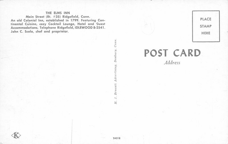 Elms Inn Ridgefield Conn Restaurant Cocktail Lounge 24318 H J Benanti ...