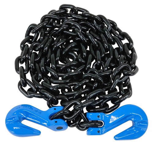 3/8" x 10' G100 High Grade Transportation Chain w/ Grab Hooks, 8800 lbs ...