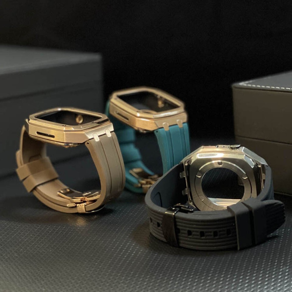 Leather Strap + Stainless Steel Case For Apple Watch 8 7 45mm iWatch ...