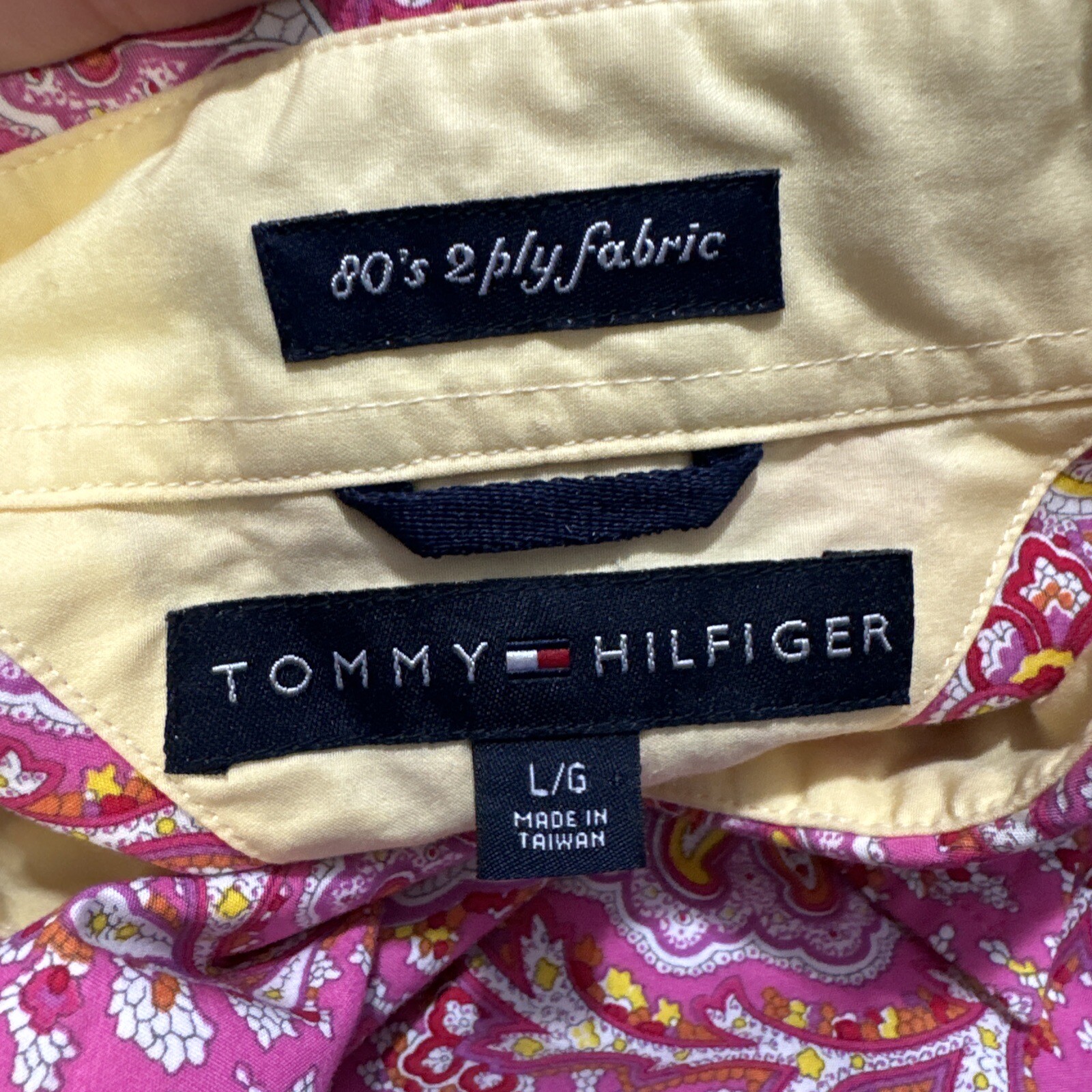 Y2k Tommy Hilfiger 80s 2 Ply Fabric Shirt Size Large … - Gem