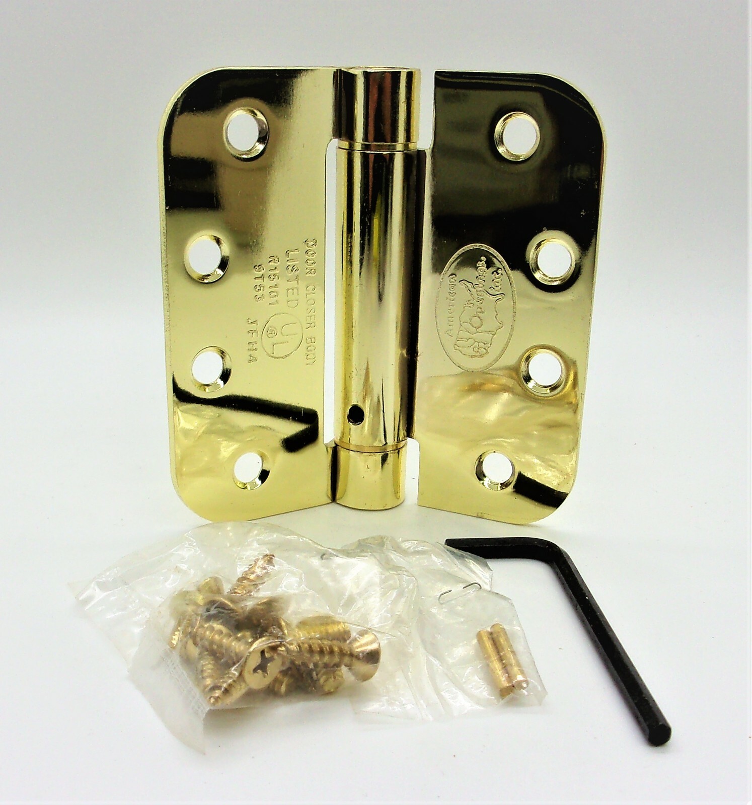 Polished Brass 5/8" Radius Adjustable Self Closing Spring Hinge (US3 ...