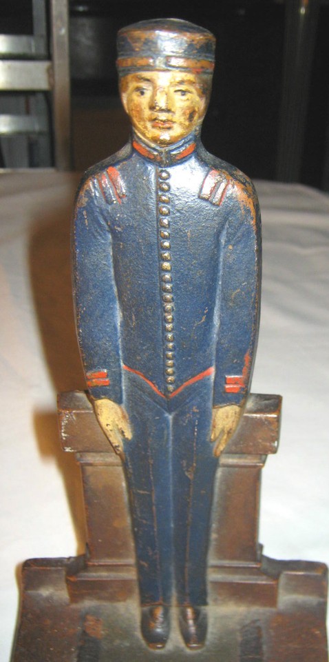 ANTIQUE ART DECO C.J.O. JUDD CAST IRON HOTEL VALET BELL HOP STATUE DOOR ...