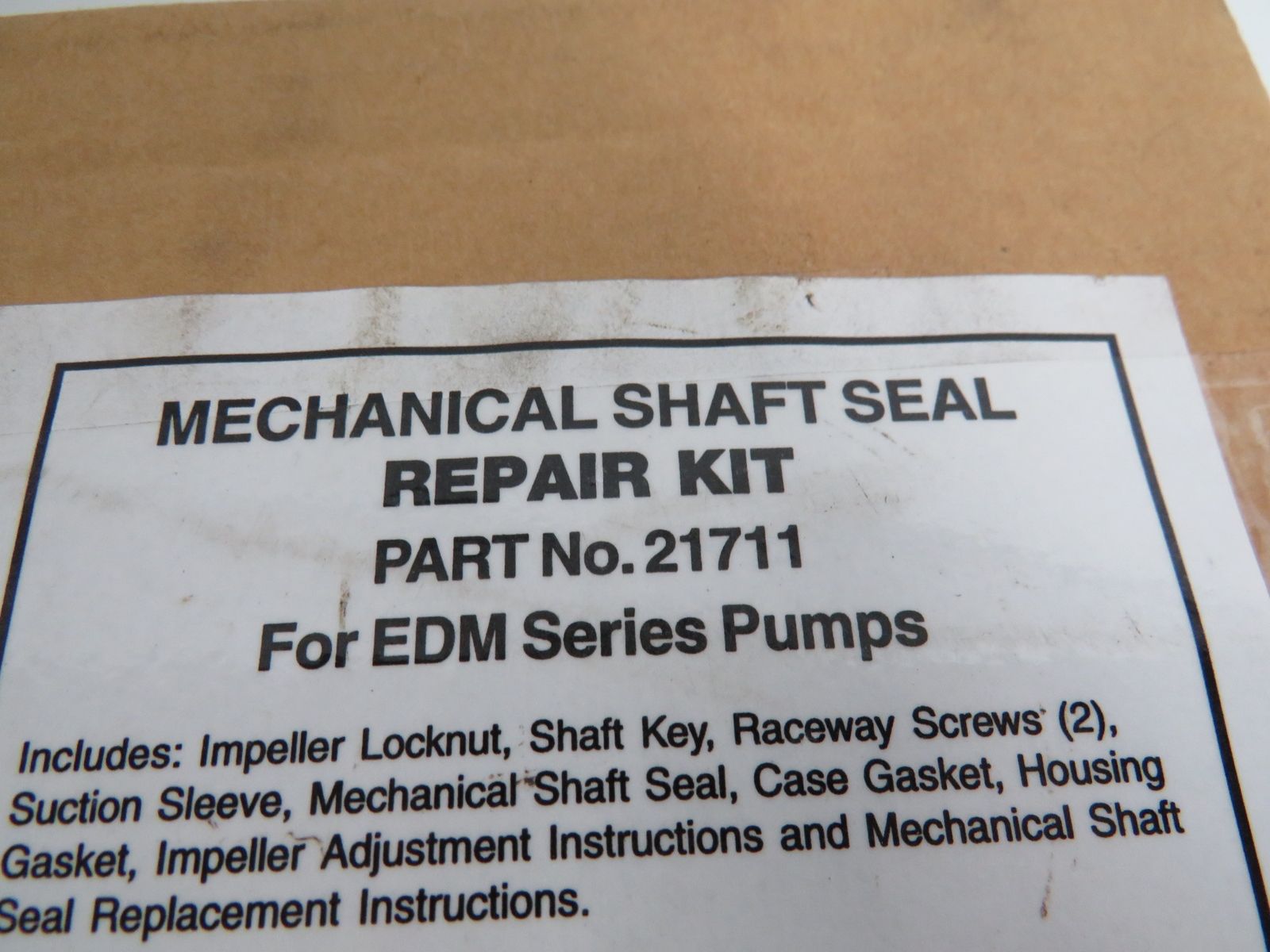Burks 21711 Pump Repair Kit EDM Series *No Impeller Locknut or Shaft ...