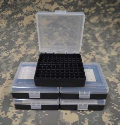 5 x BERRY'S PLASTIC STORAGE AMMO BOX CLEAR COLOR 22 LR/.25 ACP 100 rd ...