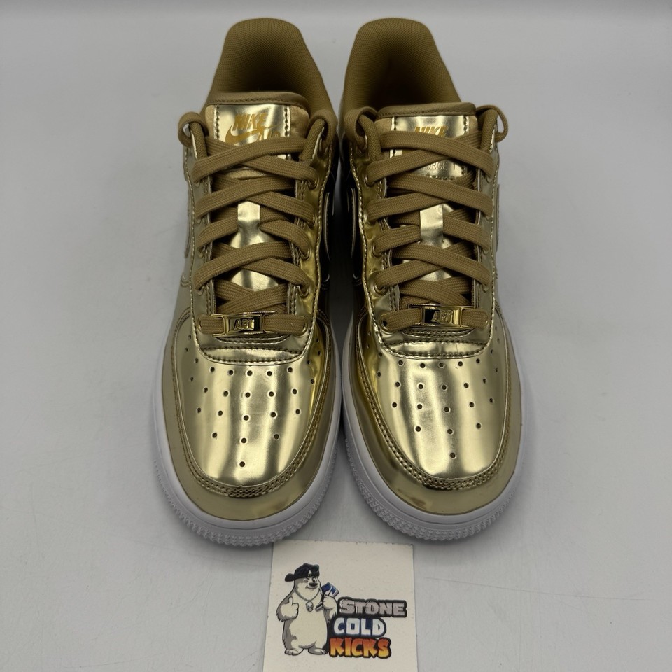 Nike Air Force One Liquid Metal Gold Low Top CQ6566-700 Yellow AF1 Size ...