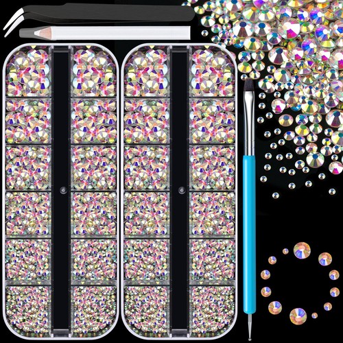 4200 Pcs Crystal Glass Rhinestones for Crafting, SS6-SS30 Gems for ...