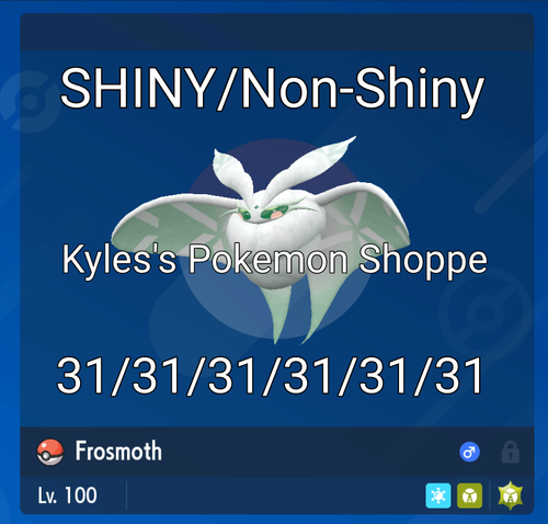 6IV SHINY FROSMOTH POKEMON SCARLET & VIOLET EV'D BATTLE READY OR NON ...