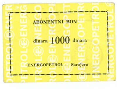 Bosnia & Herzegovina-Subscription Voucher .. 1000 Dinara .. ND *XF ...