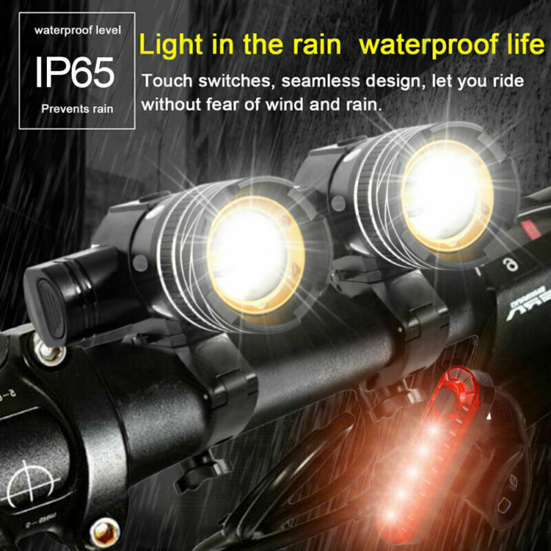 Rechargeable LED Mountain Bike Lights 20000LM Bicycle Torch Front &Rear ...