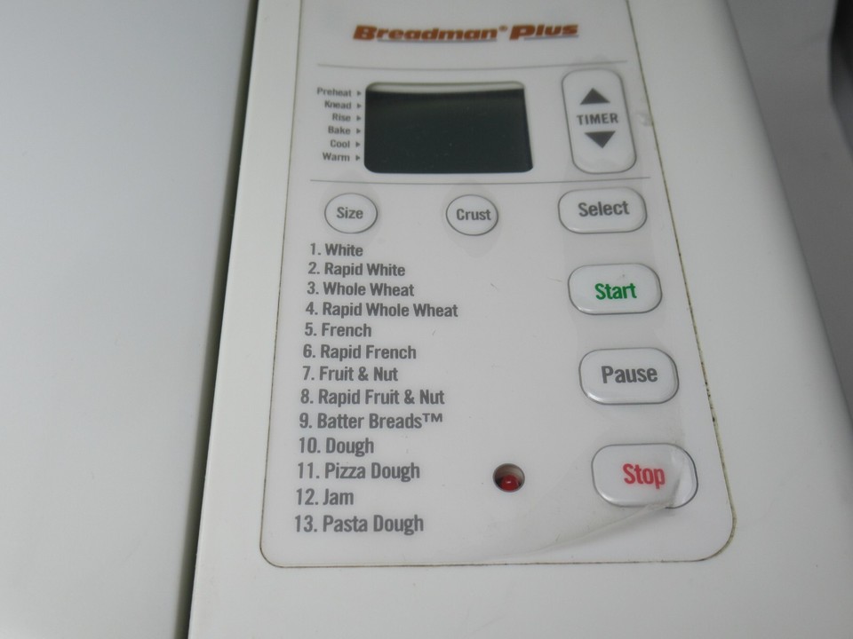 BREADMAN PLUS 1-2 LB. DIG. BREAD MAKER WHITE TR700C, BREAD MACHINE ...