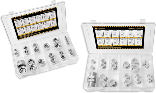 48 Pcs. BSPP Cap & Plug Assortment Hydraulic Adapter Fitting Kit Set, Galvanized 313043125129| eBay