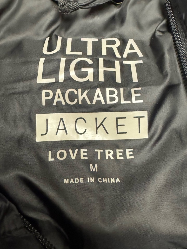 Love Tree Ultra Light Packable Puffer Jacket Black Zip Up Women’s M ...