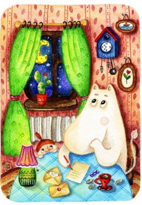 Mumi-troll / Moomi-troll writes letters Russian modern Postcard ...