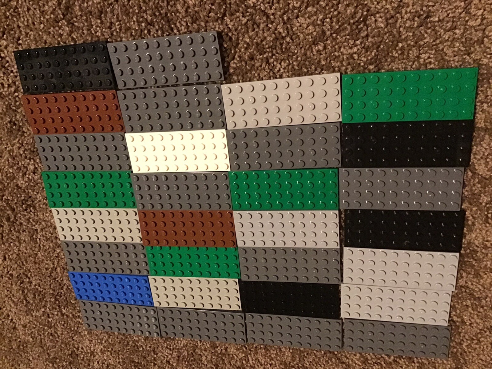 Lot 30 LEGO 4 X 8 Baseplate Blue Black Green White Brown Red Building ...