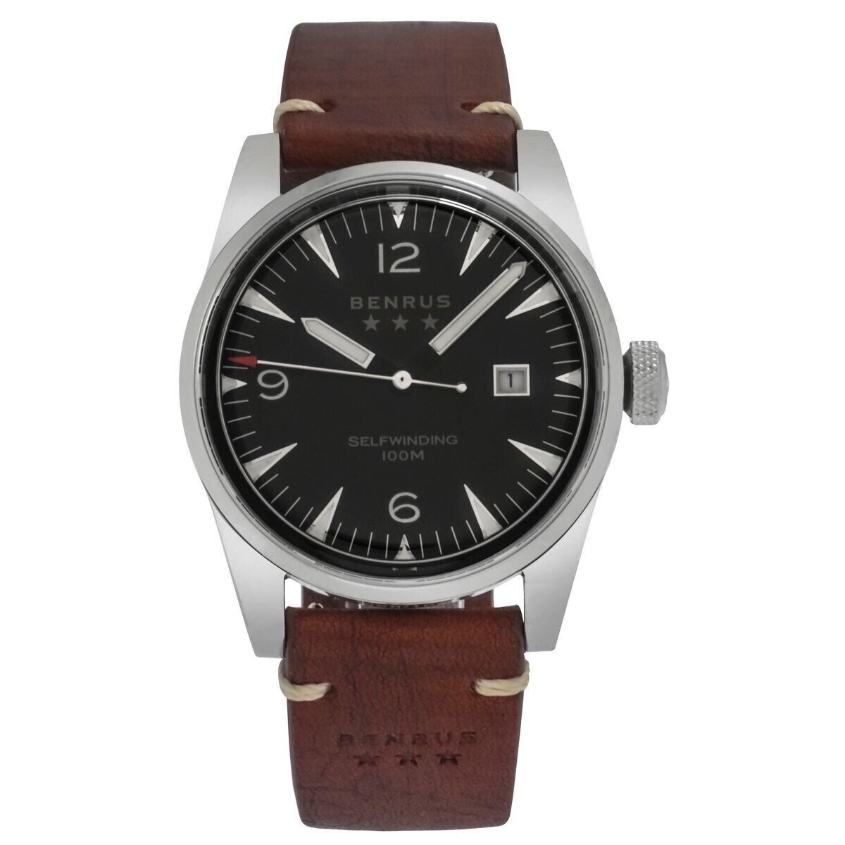 Benrus Classic Automatic Men's Black Dial Watch C2-P-BK-LBR for sale online | eBay UK