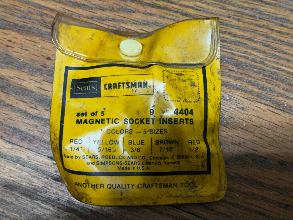 Vintage Sears Craftsman Magnetic Socket Inserts 5 Sizes Model 9-4404 w ...