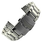 Silver Stainless Steel Piece Watch Band 20 22mm 24mm Strap Security ...