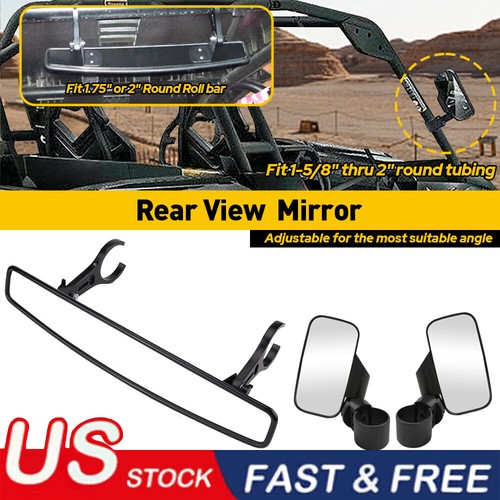 UTV Rear Side&Center Mirrors Set 1.75" Roll Bar For Polaris RZR 570/900 ...