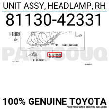 8113035330 Genuine Toyota Unit ASSY Headlamp RH 81130-35330 for sale ...