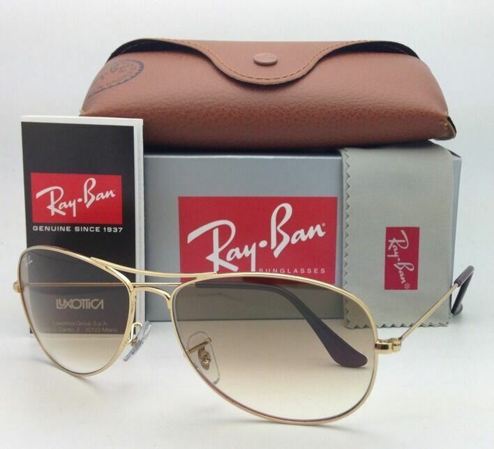 New Ray-Ban COCKPIT RB 3362 001/51 56-14 Gold Sunglasses w/Brown ...