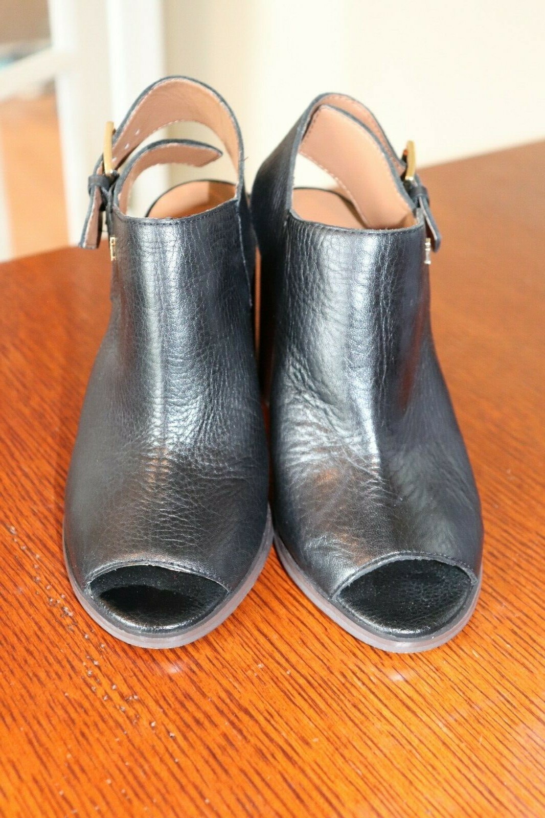Tommy Hilfiger Peppy Peep Toe Open Heel Bootie Pumps Black Size 6 | eBay