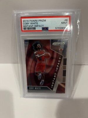 2019 Panini Prizm Coby White INSTANT IMPACT RC #6 PSA 9 MINT BULLS STAR ...