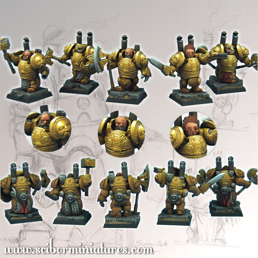 Scibor Miniatures 28mm ~ Dwarves ~ Dwarf Steam Guard / Armor Set (x5 ...